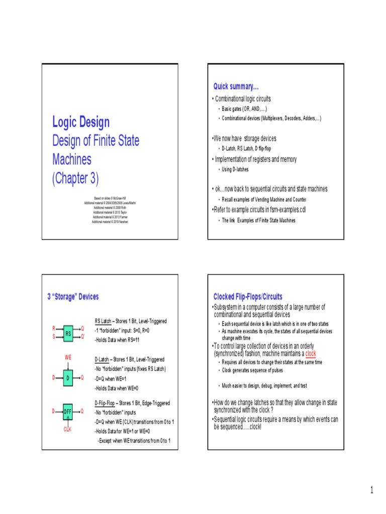 Logic Design: Design of Finite State Machines (Chapter 3) | PDF | Logic ...