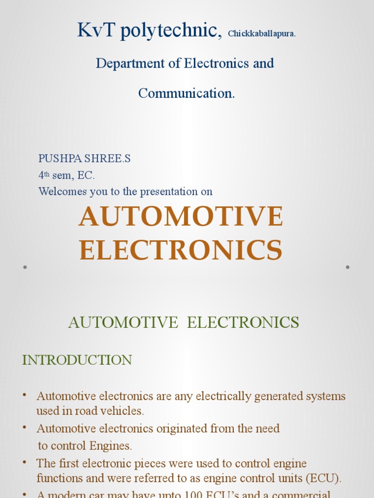 KVT Polytechnic,: Automotive Electronics | PDF | Car | Electronics