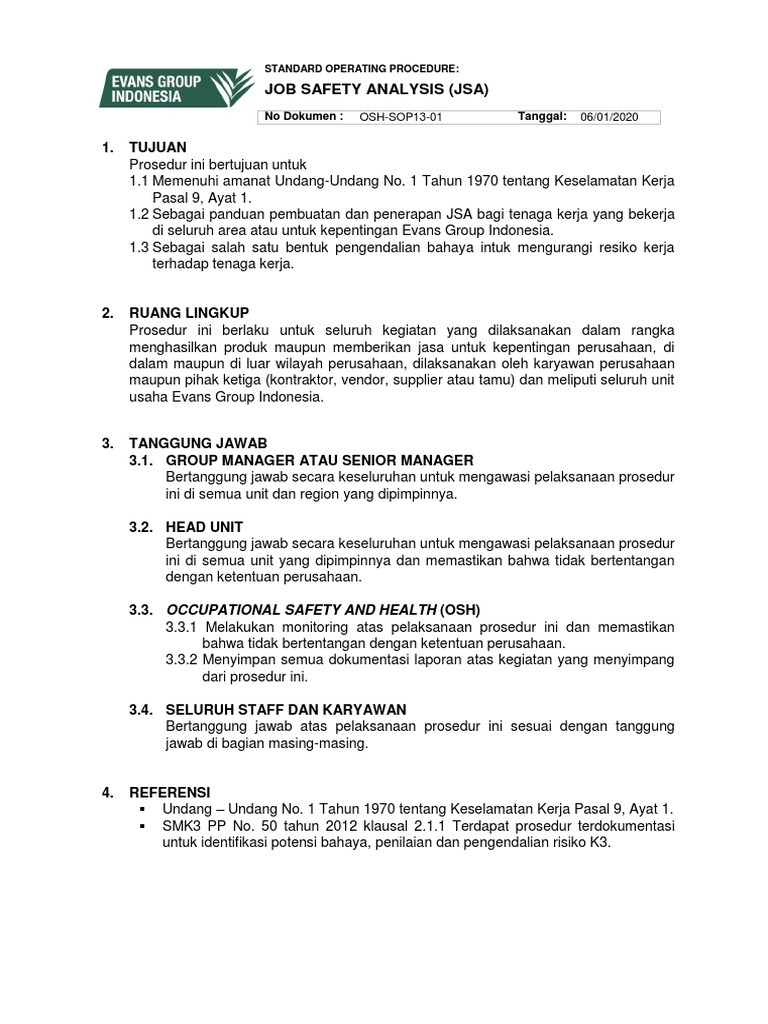 SOP Job Safety Analysis | PDF | Bisnis | Komputer