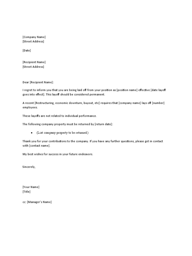 Voluntary Retrenchment Letter Template | PDF