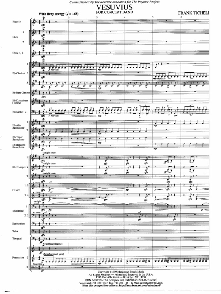 Vesuvius by Frank Ticheli Score and Parts PDF | PDF