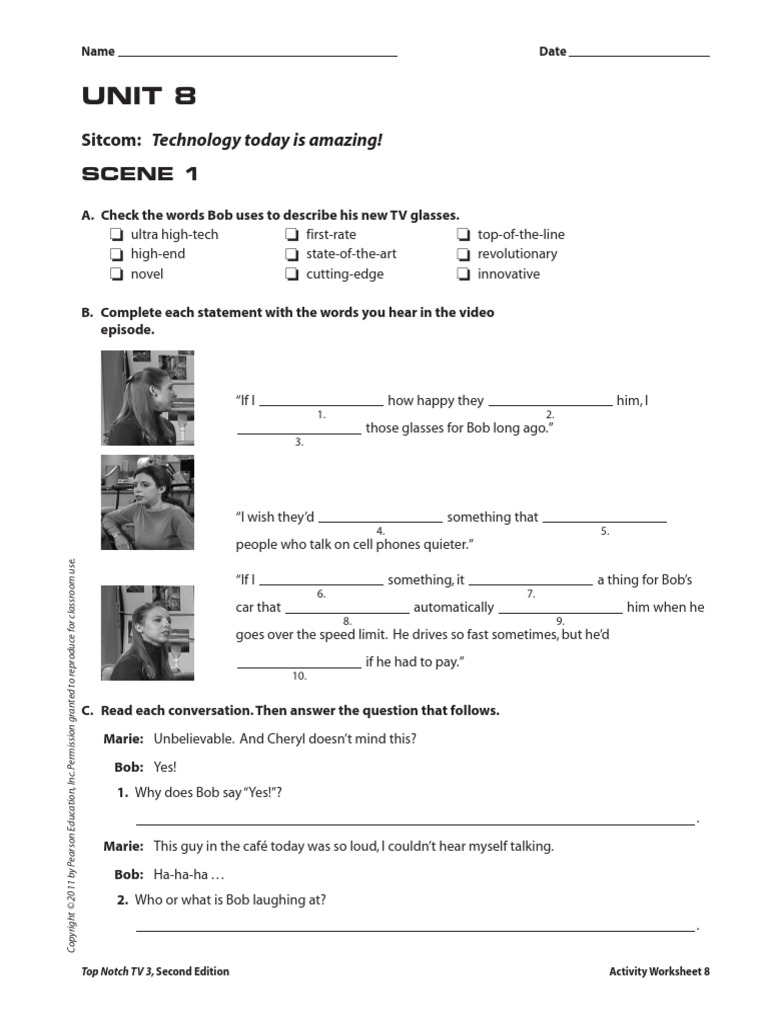 UNIT 08 TV Activity Worksheets | PDF