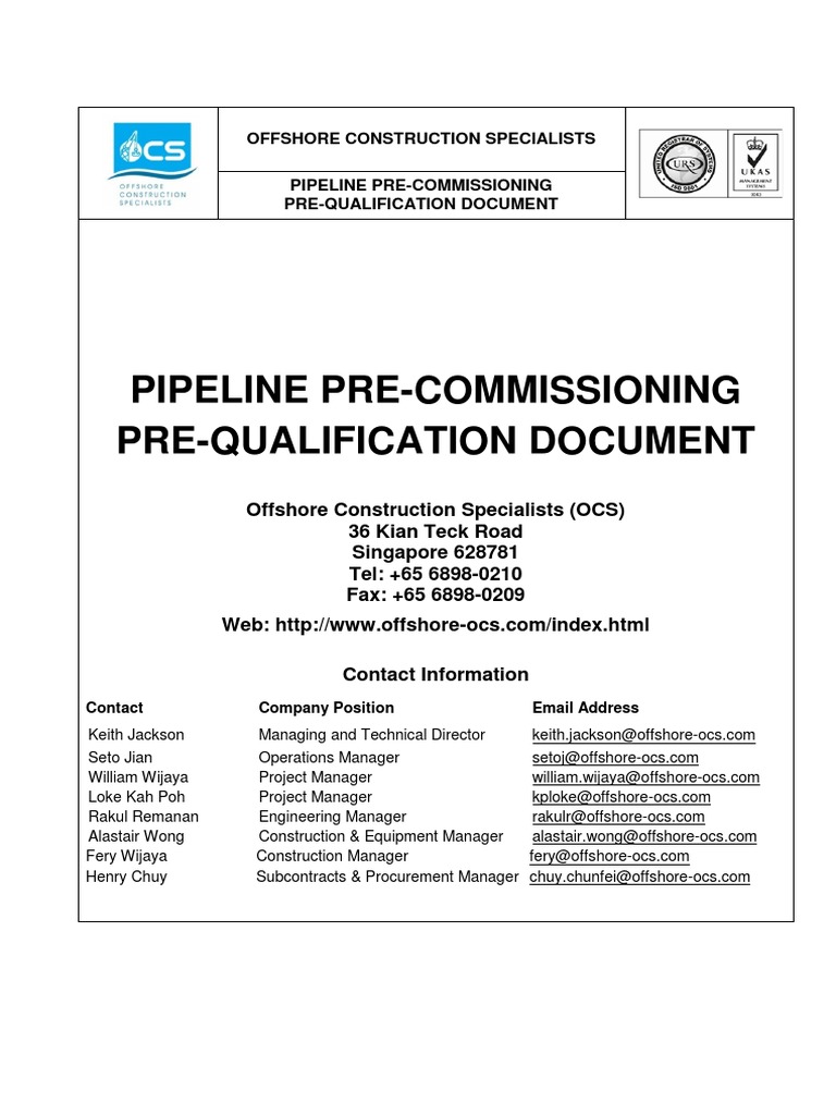 Pipeline Pre Commissioning Pre Qua - 10apr17 | PDF | Pipeline Transport ...