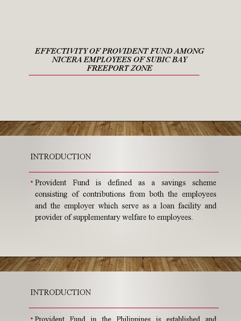 Effectivity of Provident Fund Among Nicera Employees of Subic Bay ...