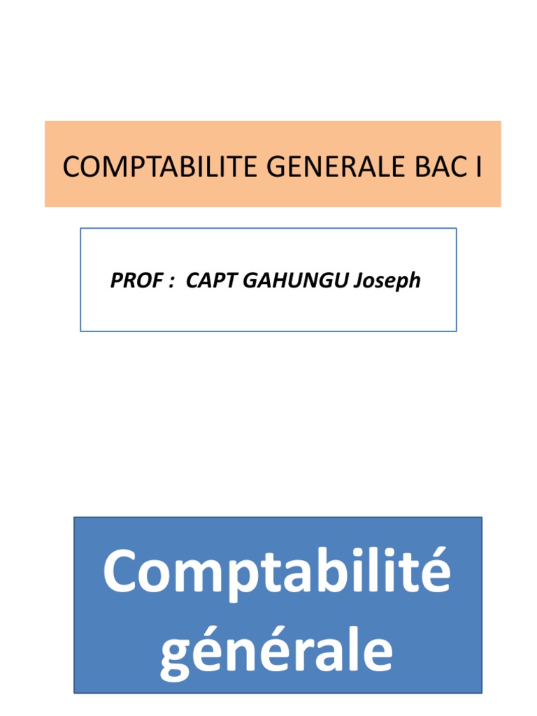 Compta Generale PPT 1 | PDF | Comptabilité financière | Comptabilité