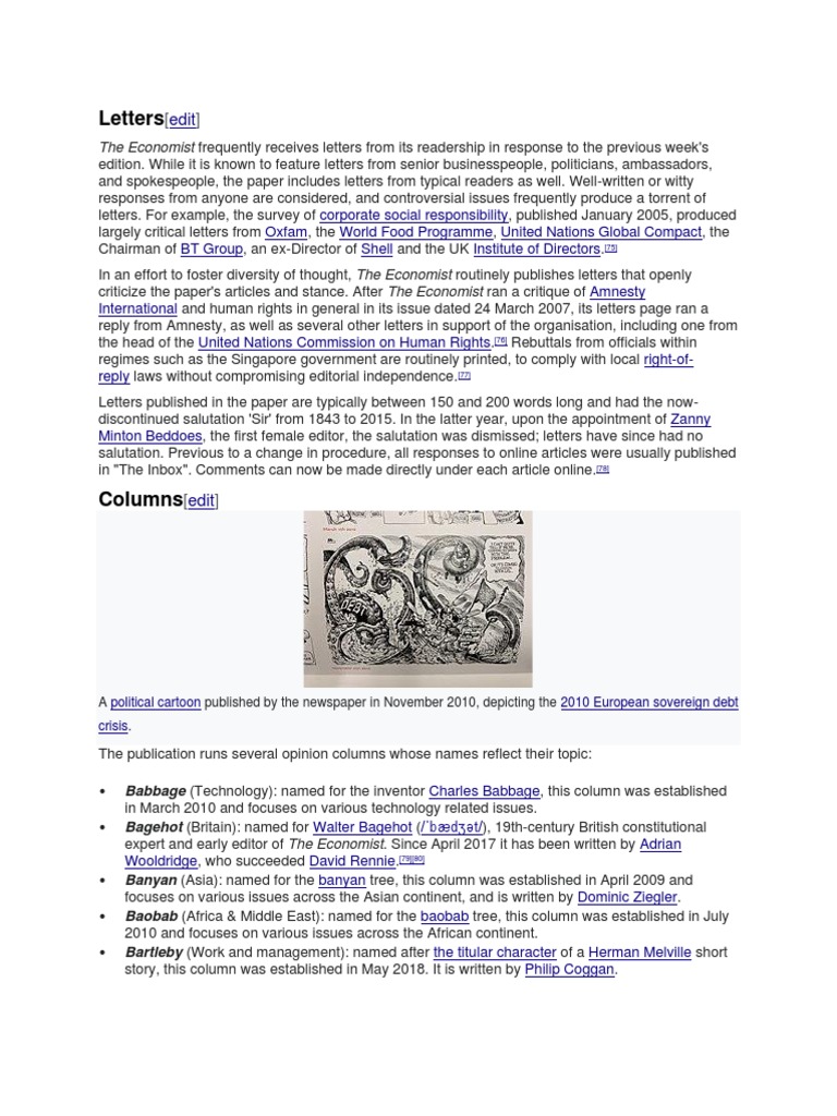 Letters: The Economist Frequently Receives Letters From Its Readership ...