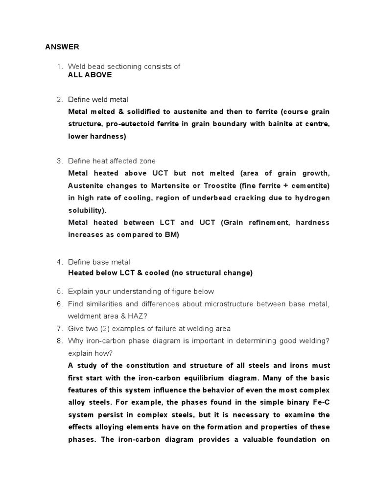 ANSWER Welding Metallurgy | PDF | Steel | Transition Metals