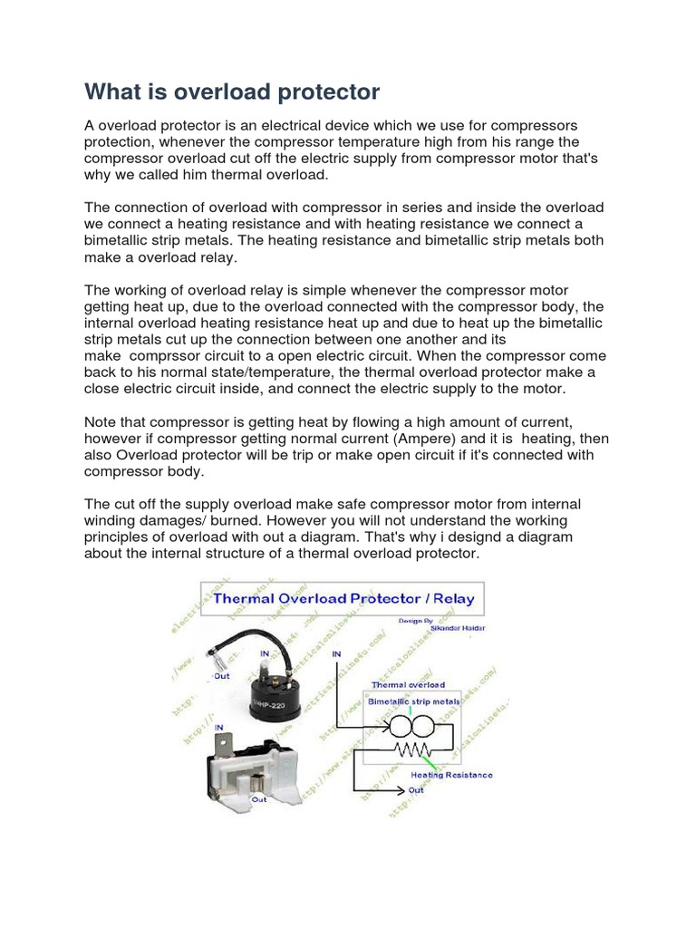 Understanding Compressor Overload Protectors | PDF | Capacitor | Relay