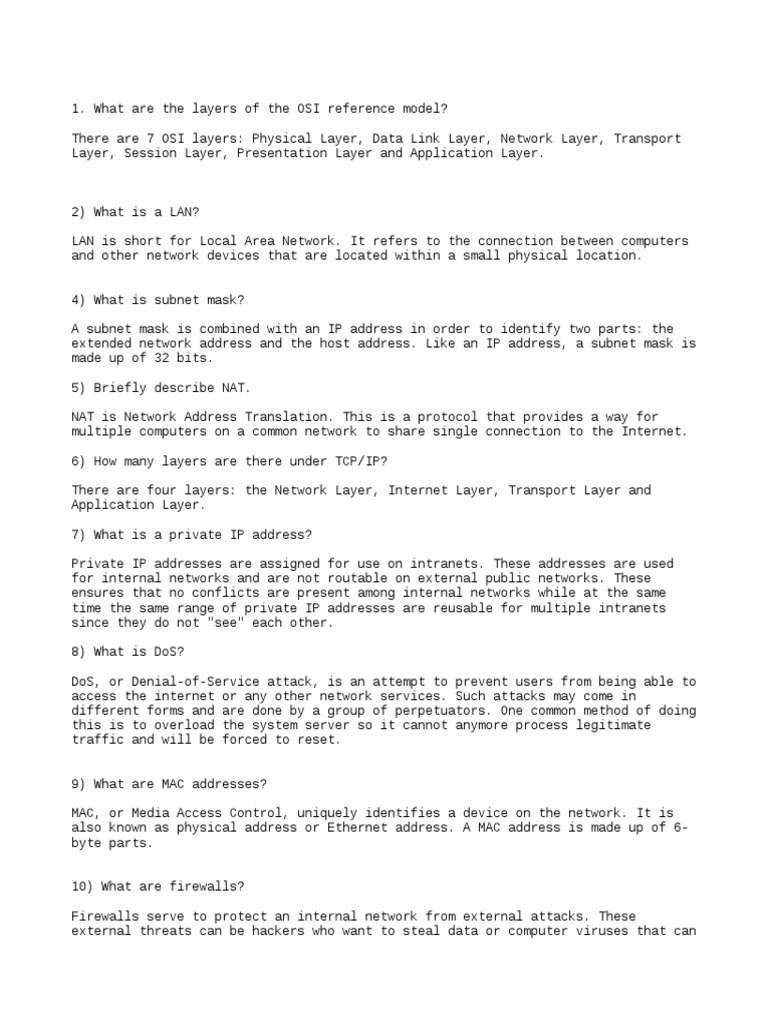 ISP Interview Question | PDF | Internet Protocol Suite | Computer Network