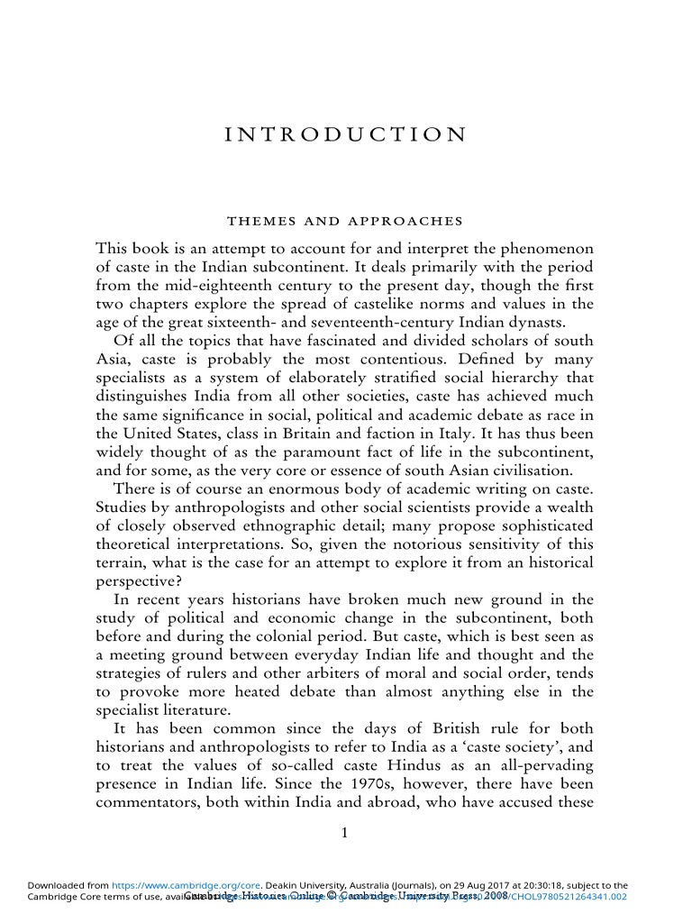 Bayly, Susan Introduction To Caste, Society and Politics in India | PDF ...