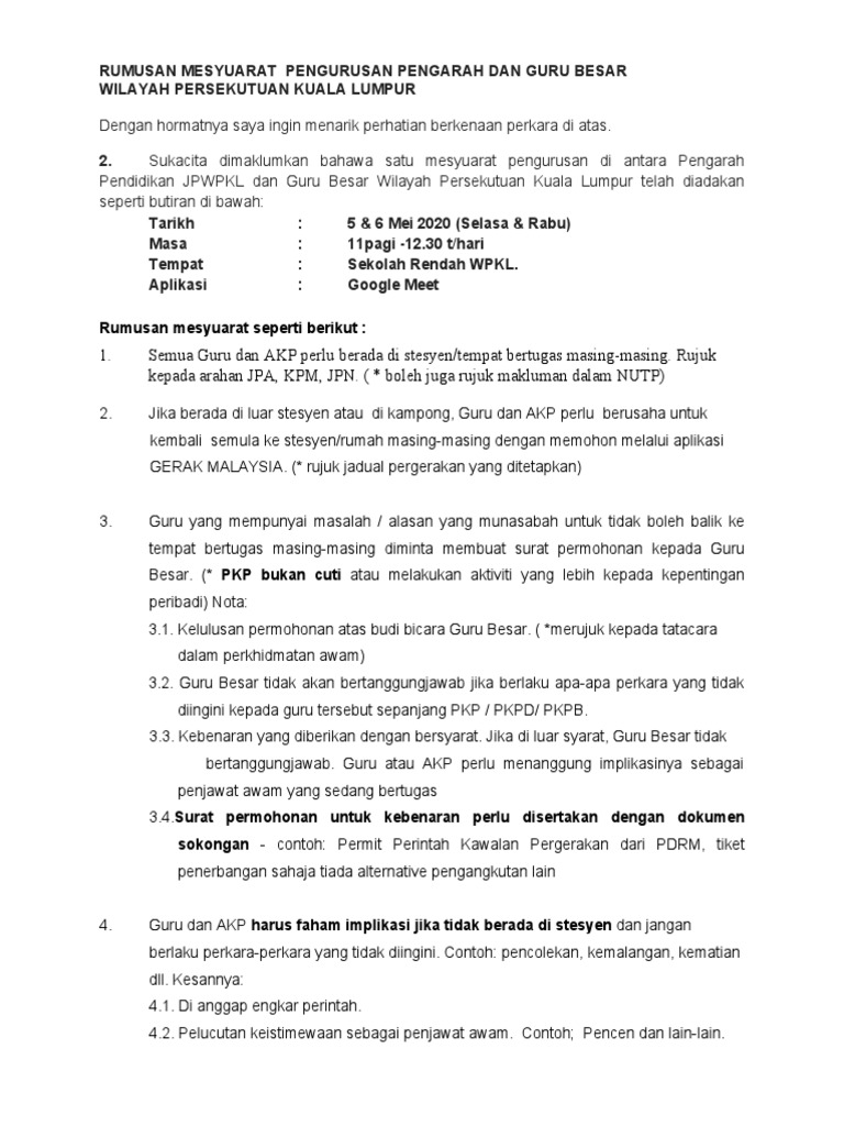 Rumusan Mesyuarat Pengarah & GB K1 K2 | PDF