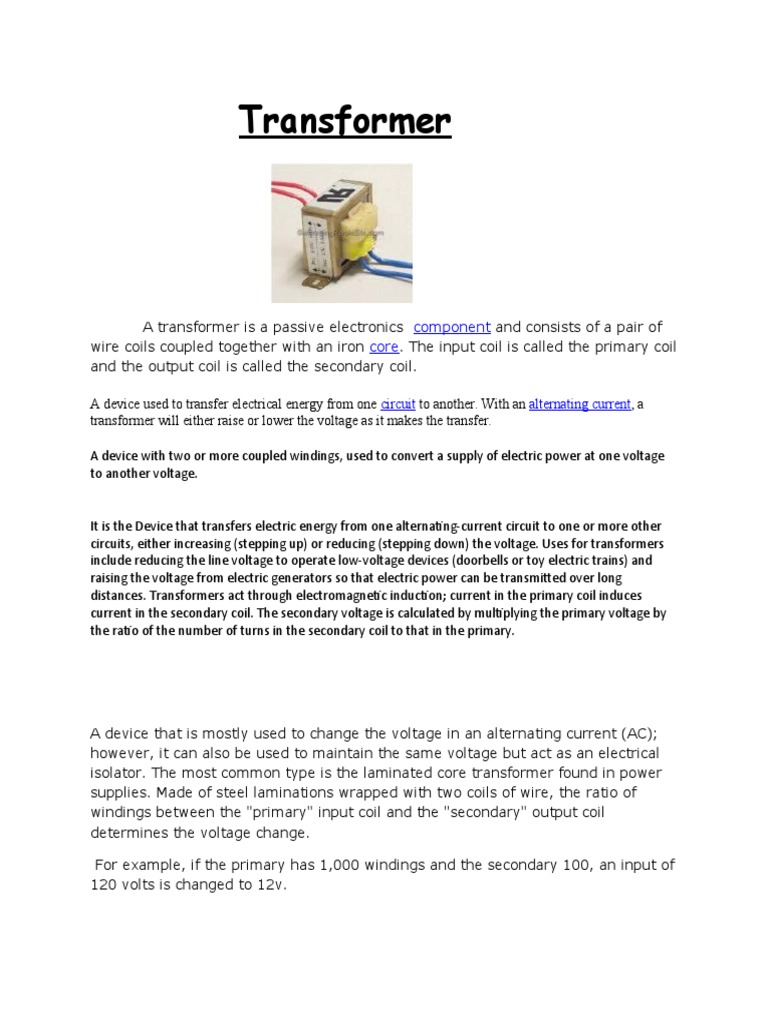 Transformer: Component Core | PDF | Transformer | Inductor