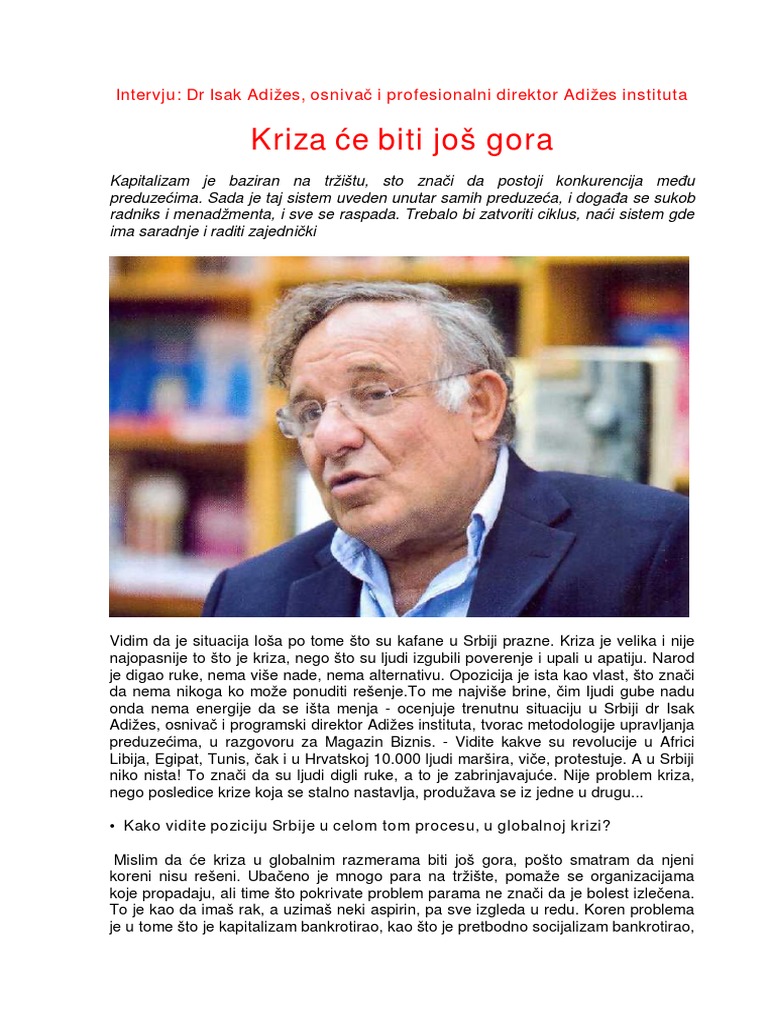 DR ISAK ADIZES Intervju Kriza | PDF