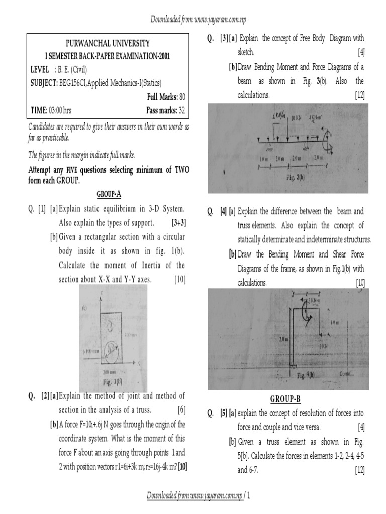 Applied Mechanics Exam Questions | PDF | Bending | Truss