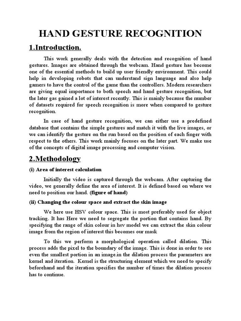 Hand Gesture Recognition: (I) Area of Interest Calculation | PDF | Hand ...