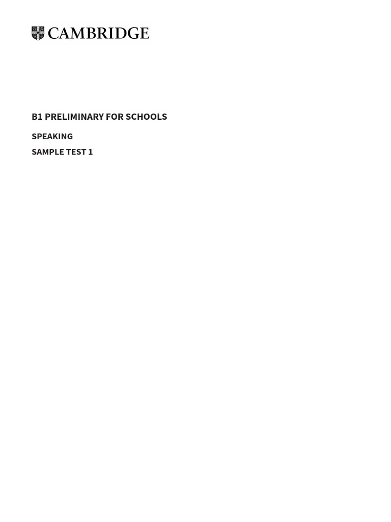 B1 Preliminary For Schools: Speaking Sample Test 1 | PDF