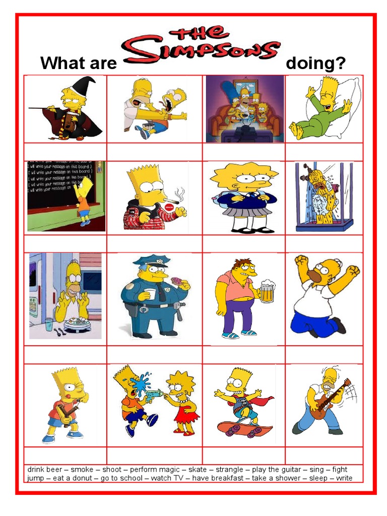 What Are The Simpsons Doing Present Continuous Grammar Drills Oneonone ...