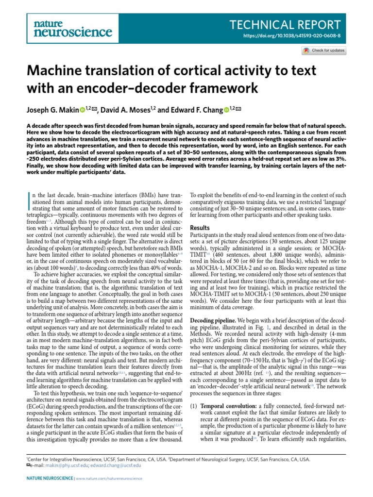 Machine Translation of Cortical Activity To Text With An Encoder ...