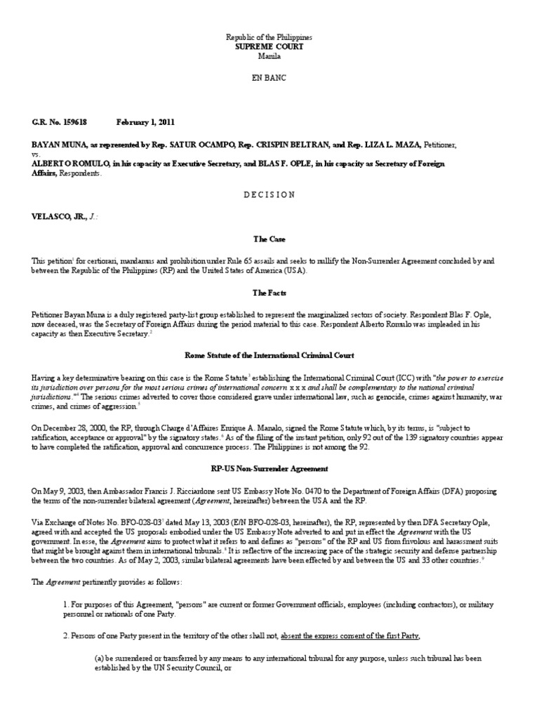 Bayan Muna v. Romulo | PDF | Treaty | Standing (Law)