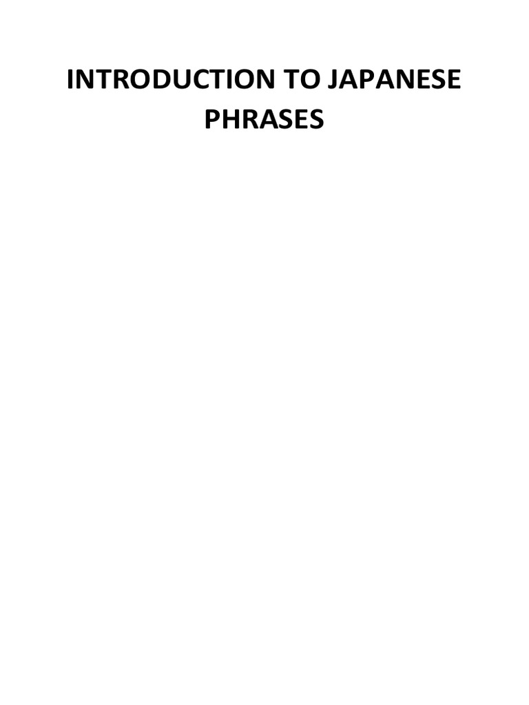 Intro To Japanese Phrases | PDF