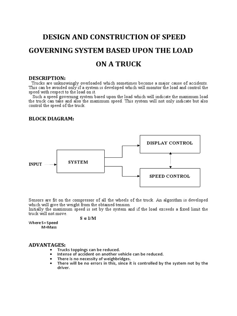 Design and Construction of Speed Governing System Based Upon The Load ...
