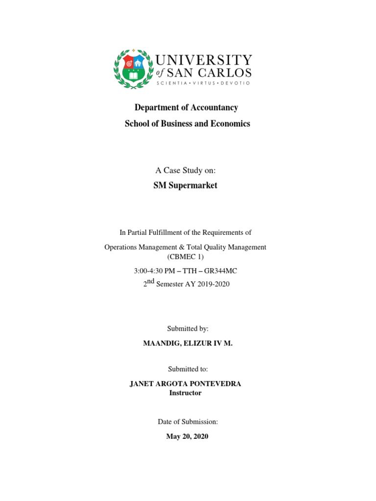 A Case Study On SM Supermarket | PDF | Point Of Sale | Inventory