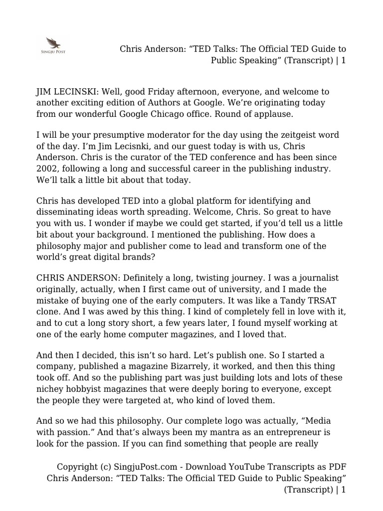 Chris Anderson - “ TED Talks - The Official TED Guide To Public ...