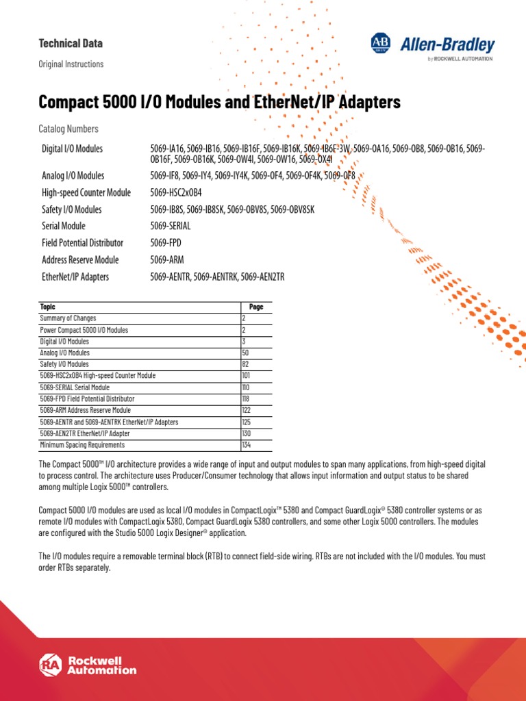 Compact 5000 I/O Modules and Ethernet/Ip Adapters: Technical Data | PDF ...