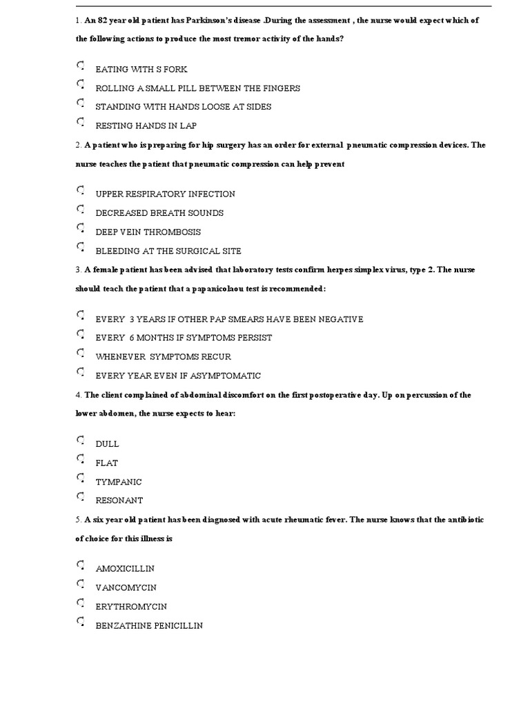 Prometric Test For Nurses Sample Questions | PDF | Hypoglycemia | Stroke