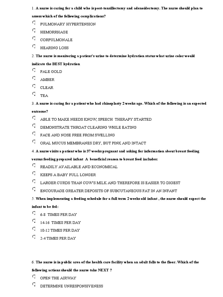 Prometric Test For Nurses Sample Questions | PDF | Breastfeeding | Surgery