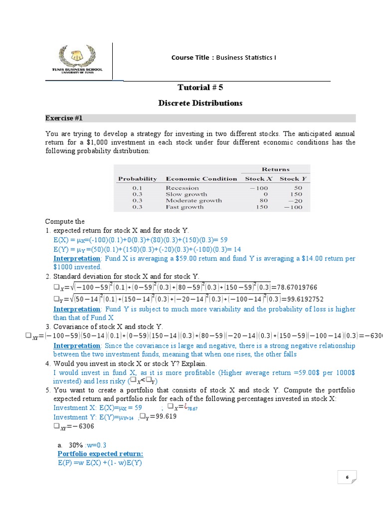 Tutorial 5 Discrete Distributions | Download Free PDF | Variance | Mean