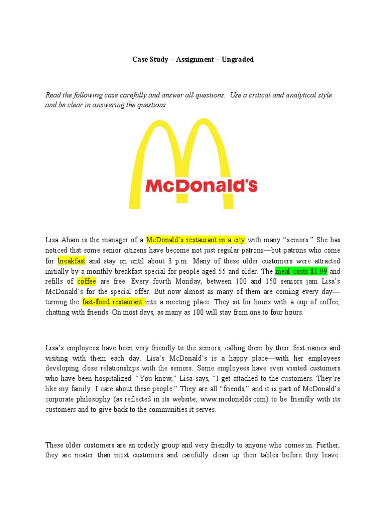 Lara Hareb - Case Study 1 - Ungraded | PDF | Demand | Mc Donald's