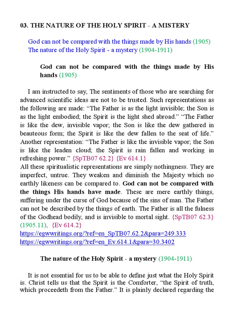 The Nature of The Holy Spirit - A Mistery | PDF | Revelation | God