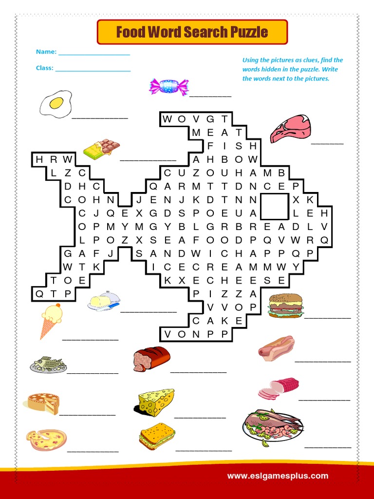 Food Wordsearch | PDF | Word Search | Competition