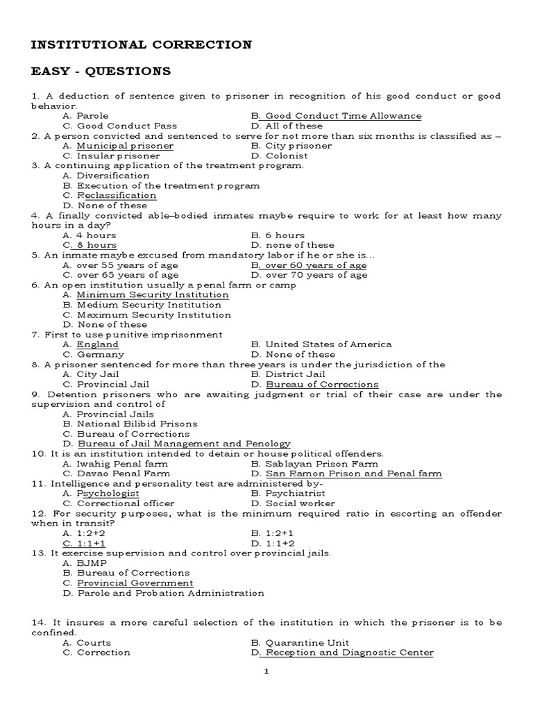 Institutional Correction Quiz Review | PDF | Pardon | Probation
