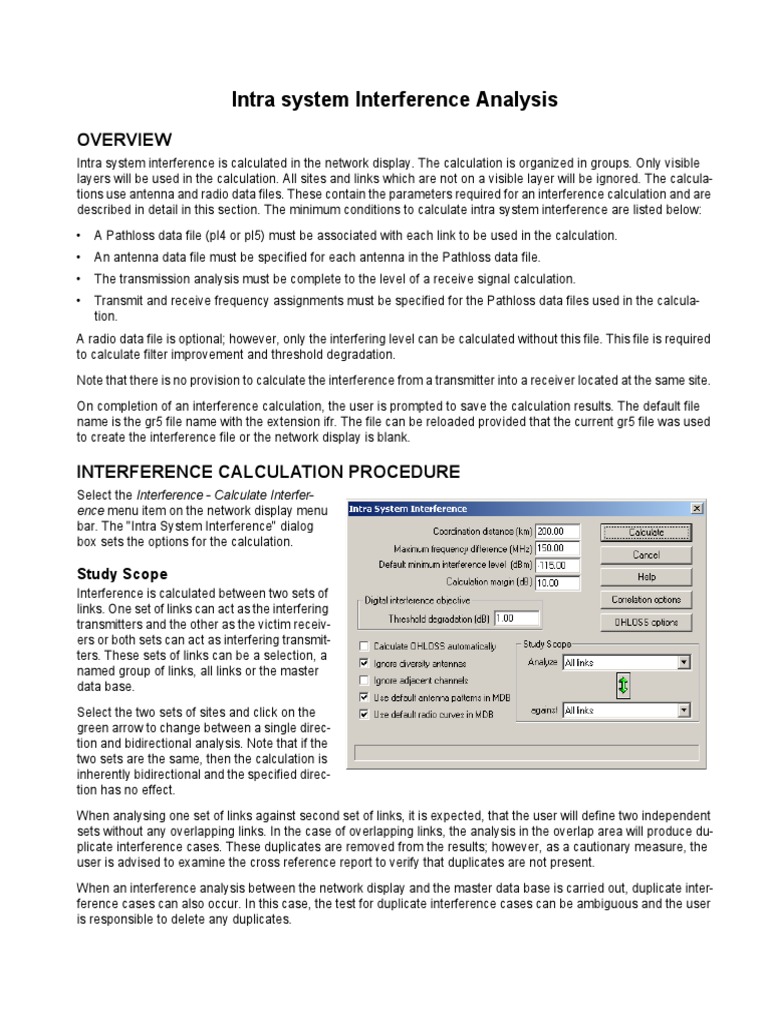 Intra System Interference Analysis: Study Scope | PDF | Antenna (Radio ...