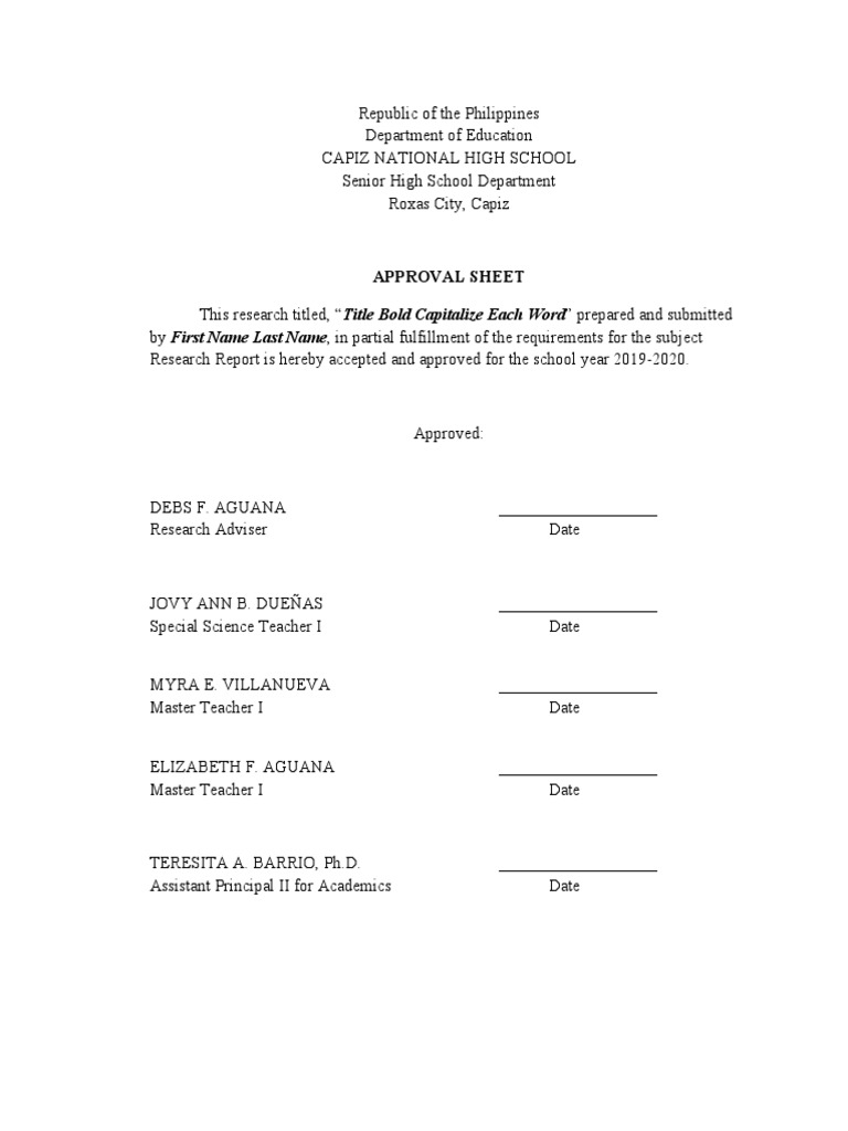 Research Approval Sheet 2019-2020 | PDF | Wellness