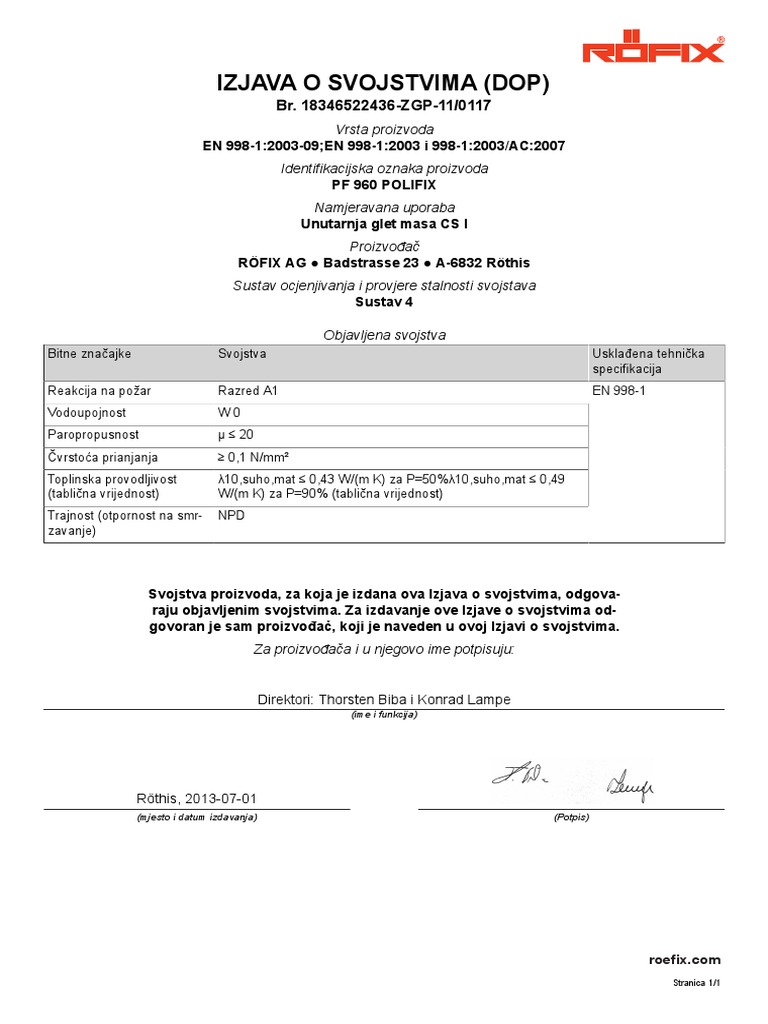 Izjava_o_svojstvima__DOP__18346522436-ZGP-11_0117_RÖFIX_PF_960_POLIFIX___Unutarnja_glet_masa ...