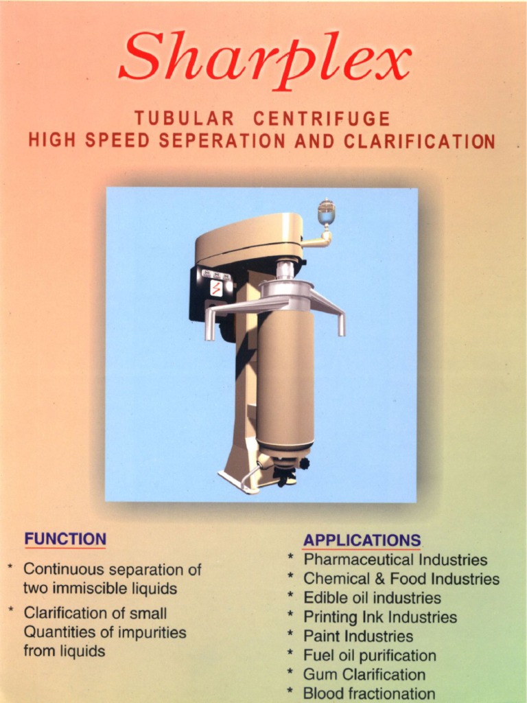 Sharplex Tubular Centrifuge | PDF