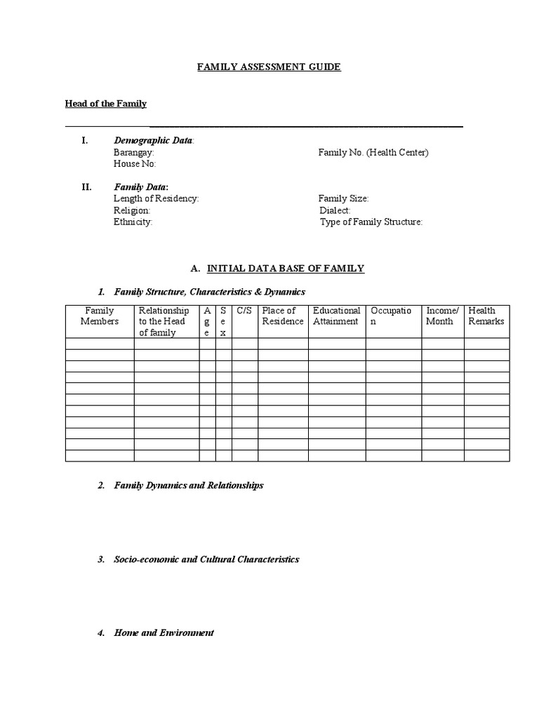 Family Health Assessment Guide | PDF | Nursing | Evaluation