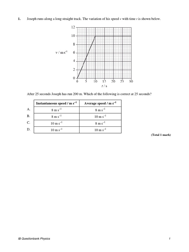 IB Questionbank Physics 1: (Total 1 Mark) | PDF | Velocity | Speed