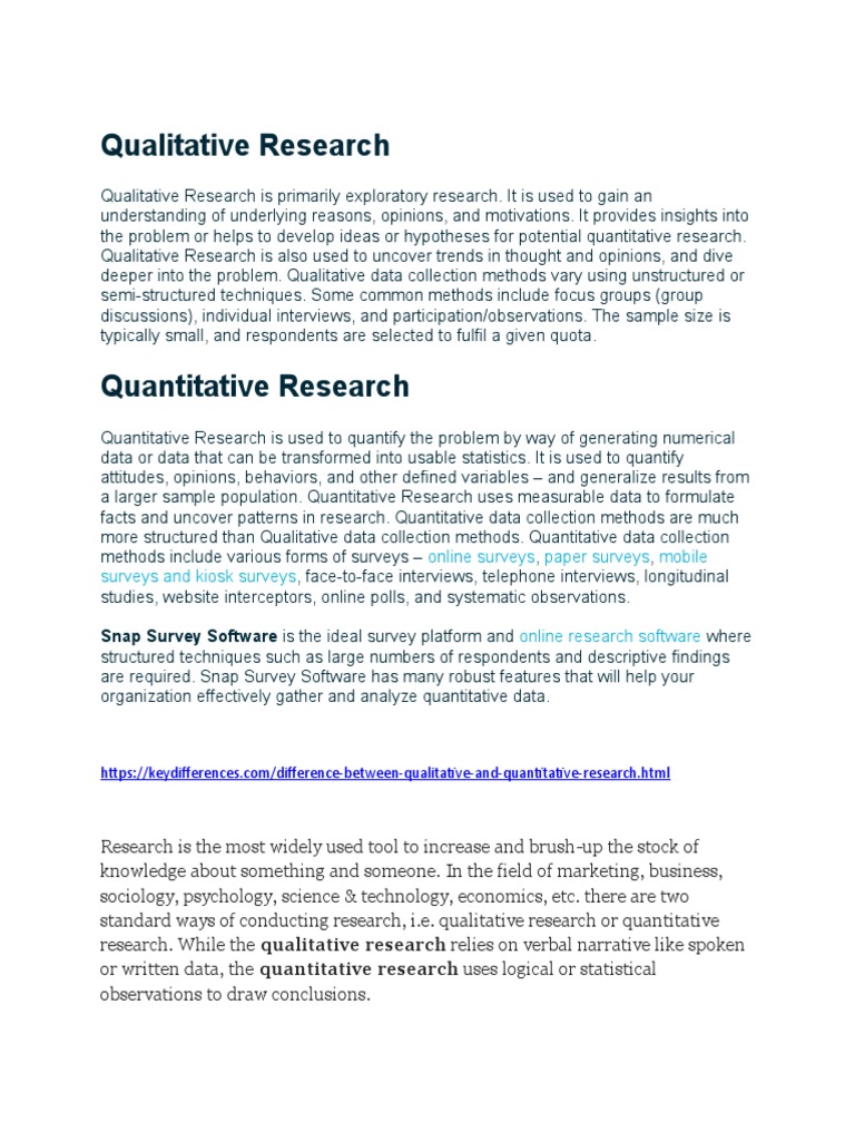 Qualitative vs. Quantitative Research | PDF | Qualitative Research ...