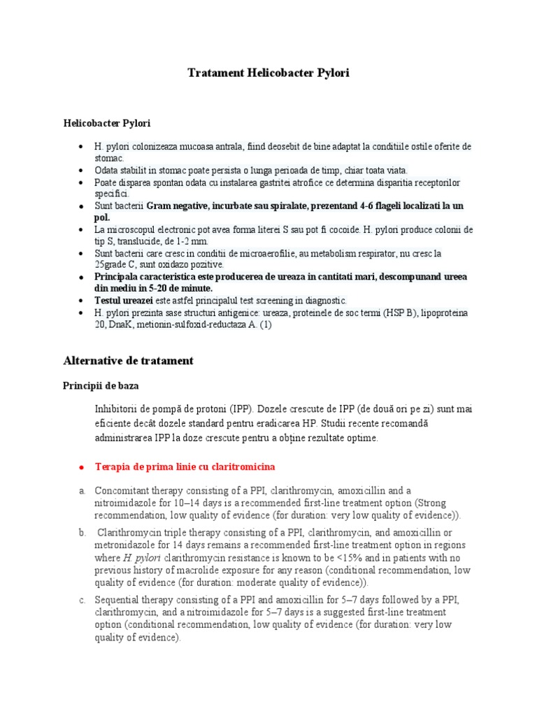 Tratament Helicobacter Pylori | PDF | Therapy | Pharmacology
