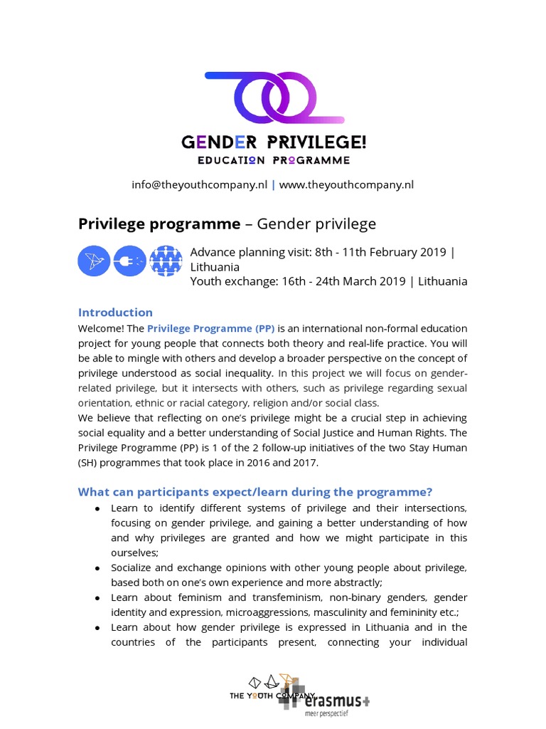 Privilege Programme - Gender Privilege: Info@theyouthcompany - NL WWW ...