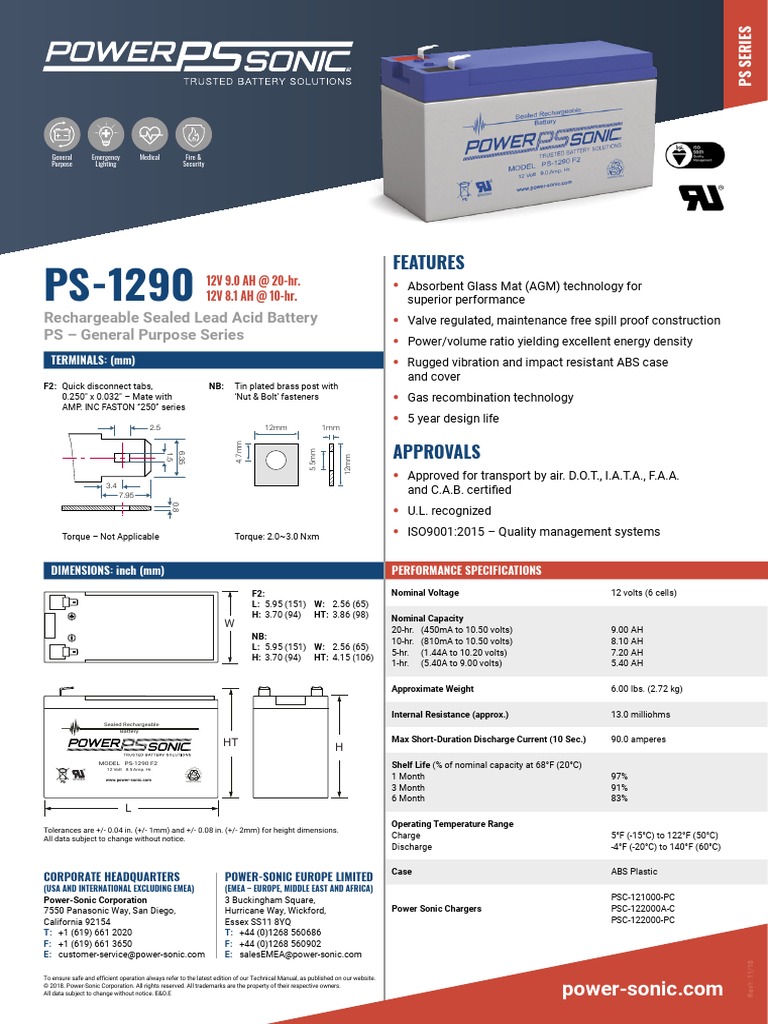 PS-1290 Technical Specifications | PDF | Battery Charger | Electricity