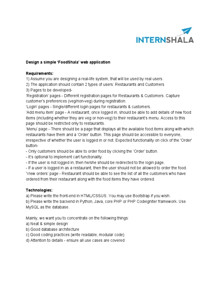 Web Development Assignment - Internshala | PDF
