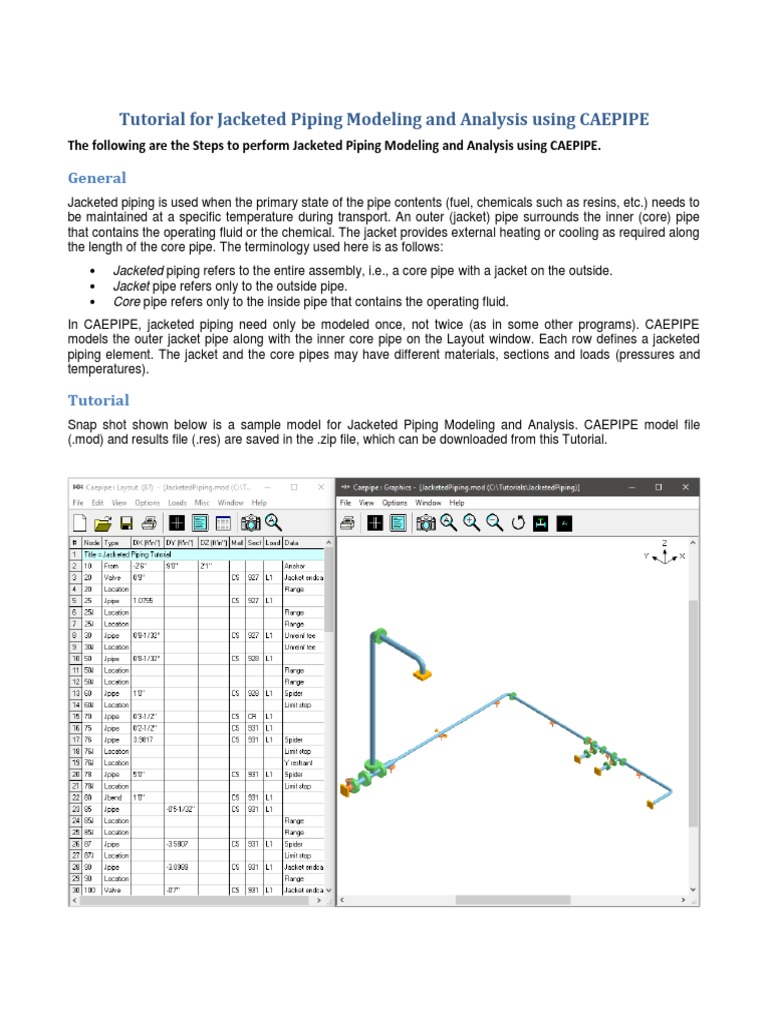 Tutorial For Jacketed Piping Modeling and Analysis Using CAEPIPE | PDF | Pipe (Fluid Conveyance ...