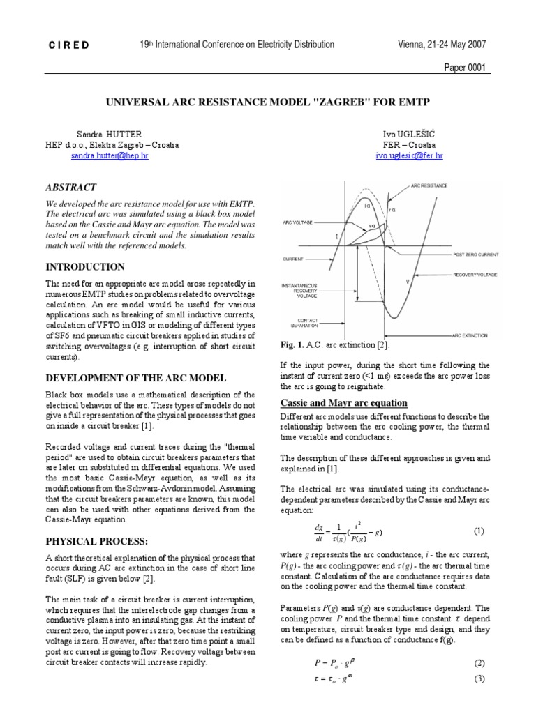 Arc Resistance Model | PDF | Electric Arc | Electrical Resistance And ...