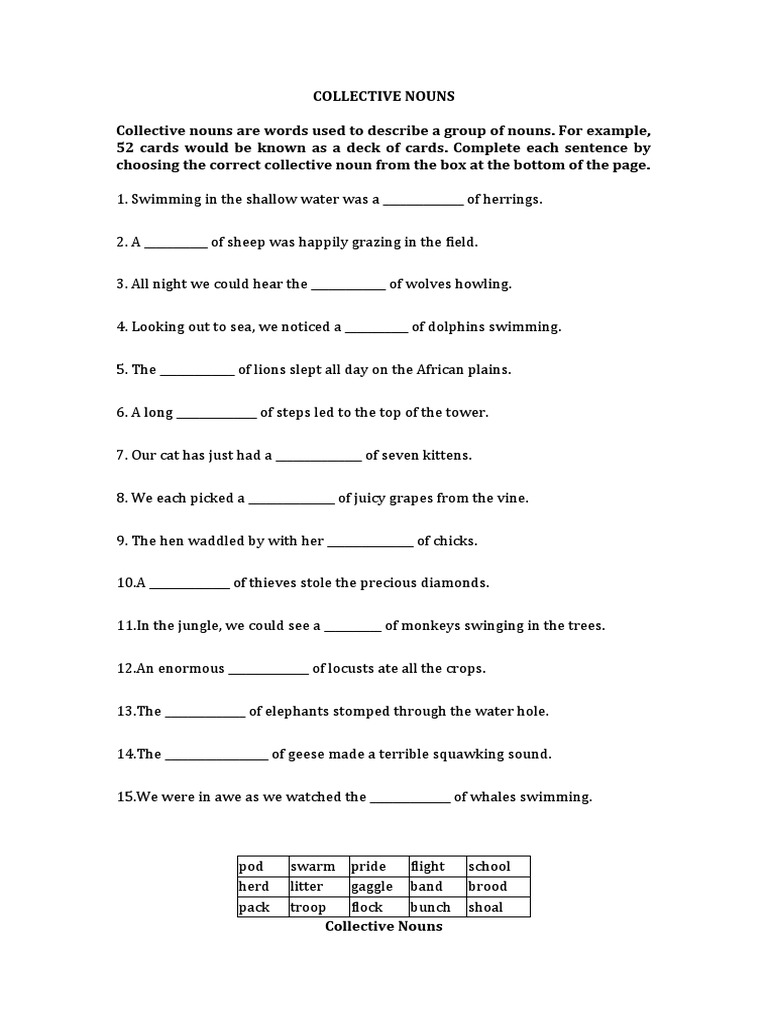 COLLECTIVE NOUNS Relief | PDF | Herd | Organisms