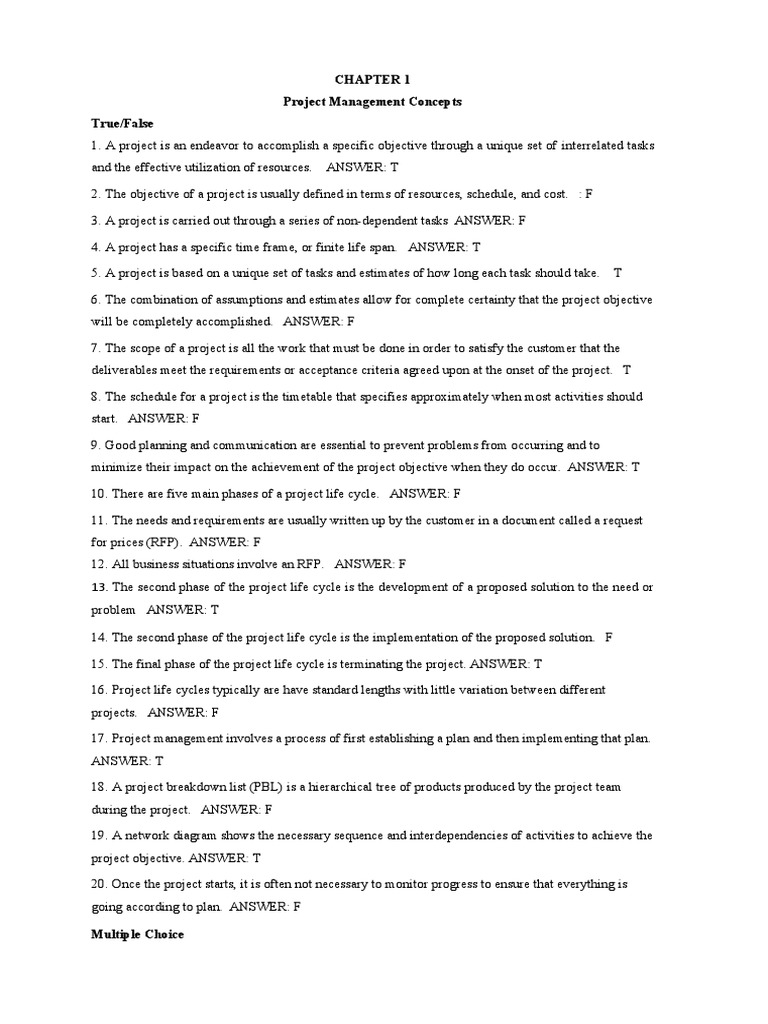 PM Quiz Answers | PDF | Project Management | Request For Proposal